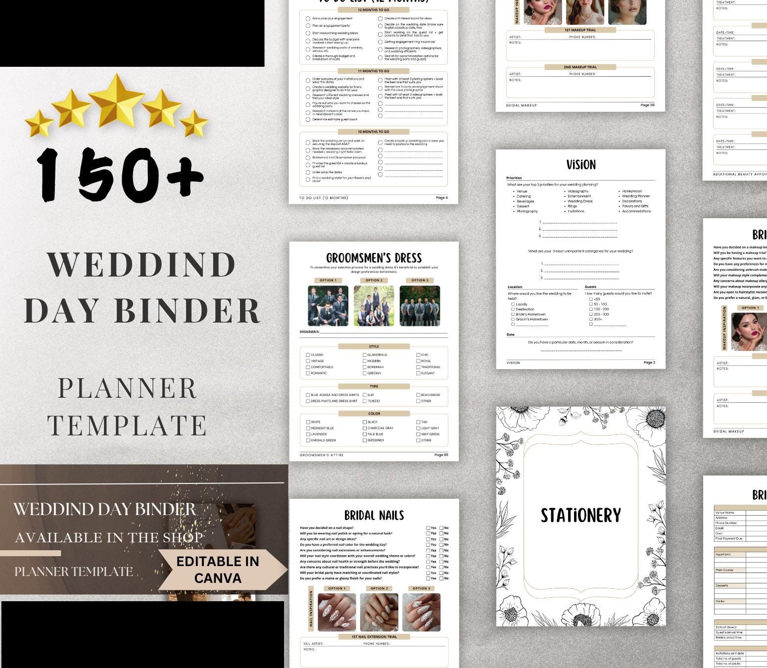 Wedding Day Binder, Printable Wedding Planner, Bridal Organization ...