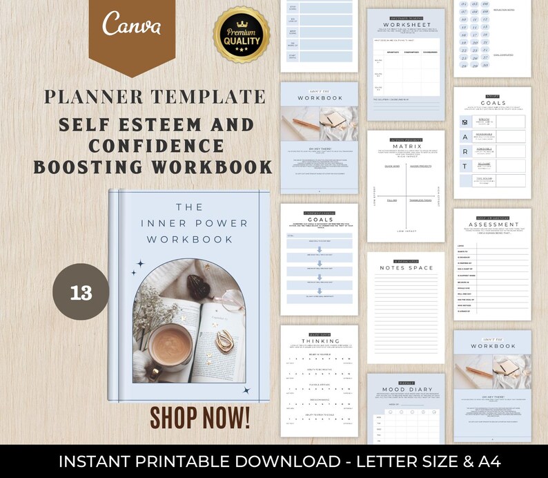 Self Esteem & Confidence Workbook, Printable Confidence Booster ...