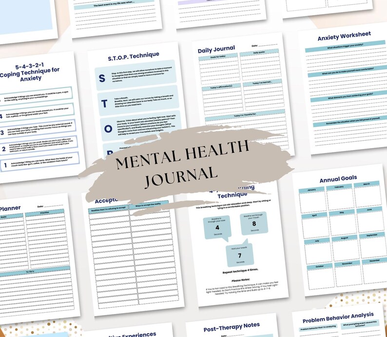 Mental Health Journal, Printable Wellness Journal, Self Care ...