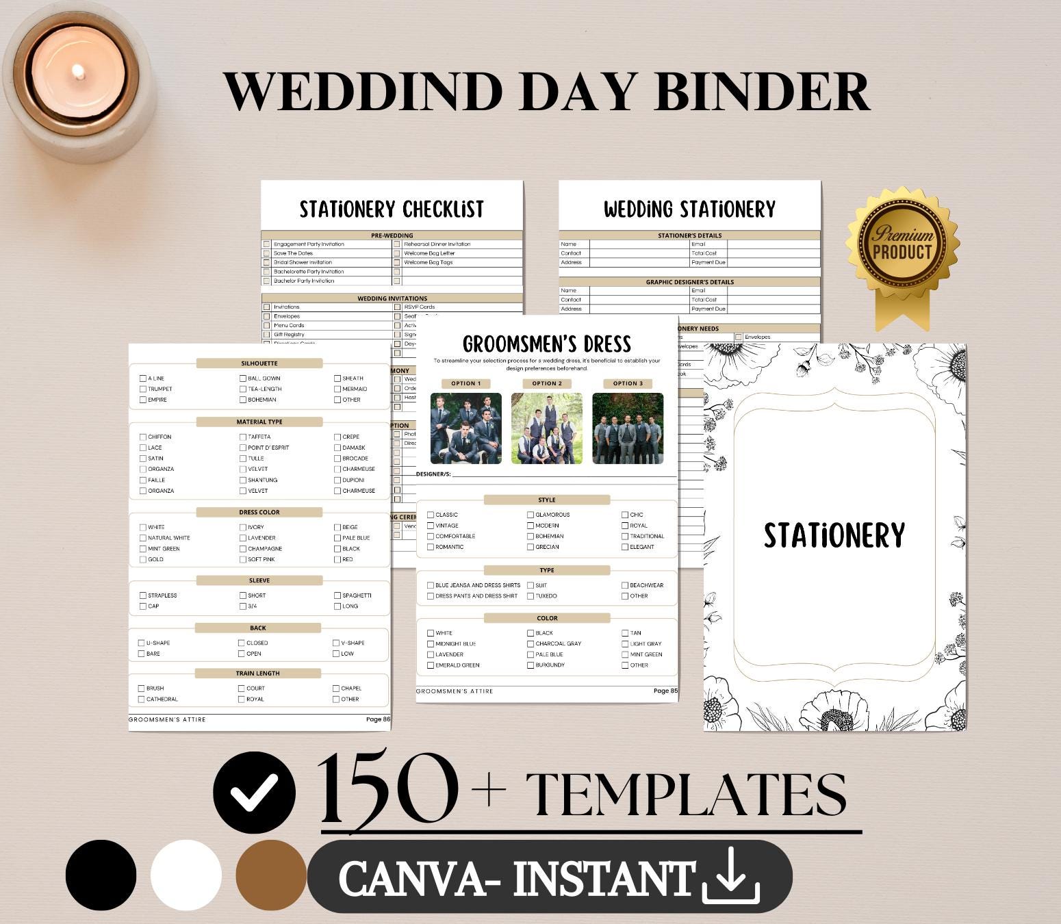 Wedding Day Binder, Printable Wedding Planner, Bridal Organization ...