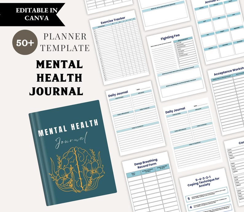 Mental Health Journal, Printable Wellness Journal, Self Care ...