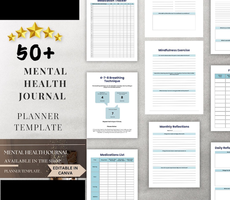 Mental Health Journal, Printable Wellness Journal, Self Care ...