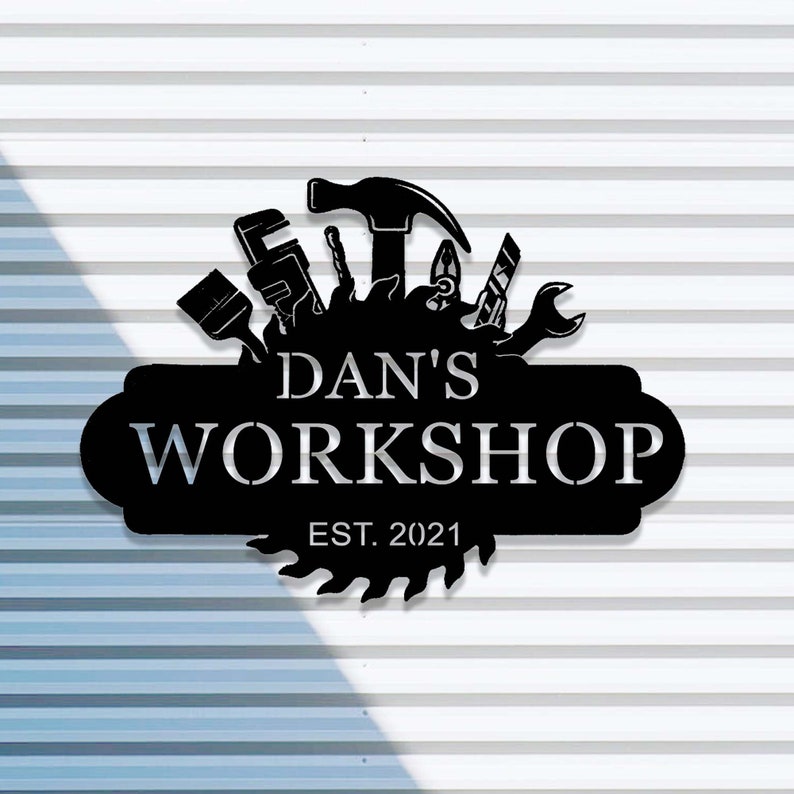 Custom Workshop Sign,papas Work Shop Metal Sign,personalized Builder ...