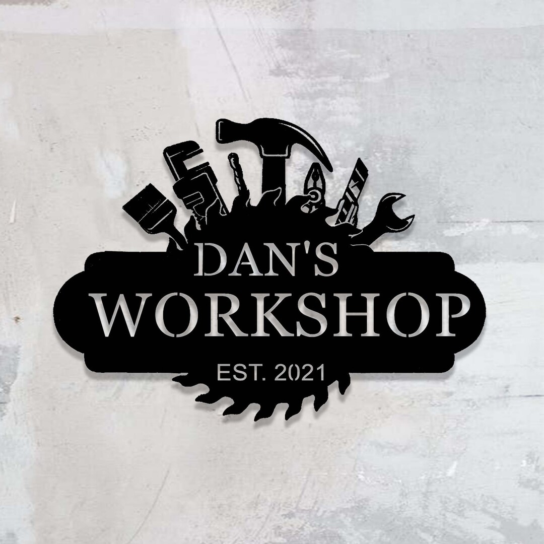 Custom Workshop Sign,papas Work Shop Metal Sign,personalized Builder ...
