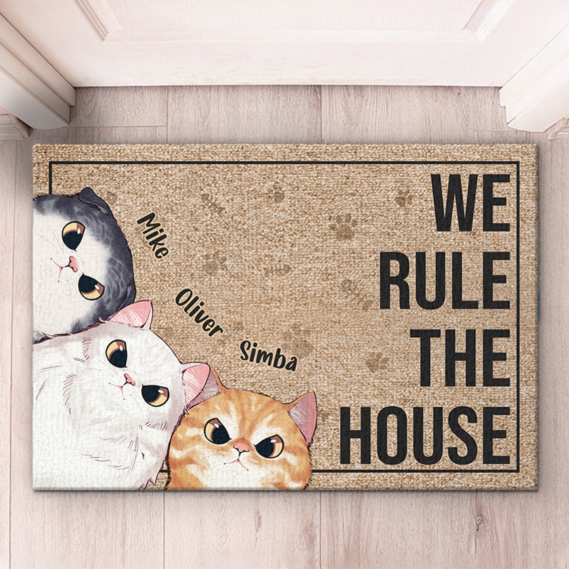 Personalized Cat Doormat, Cats Rule the House, Cat Owner Gift, Custom ...