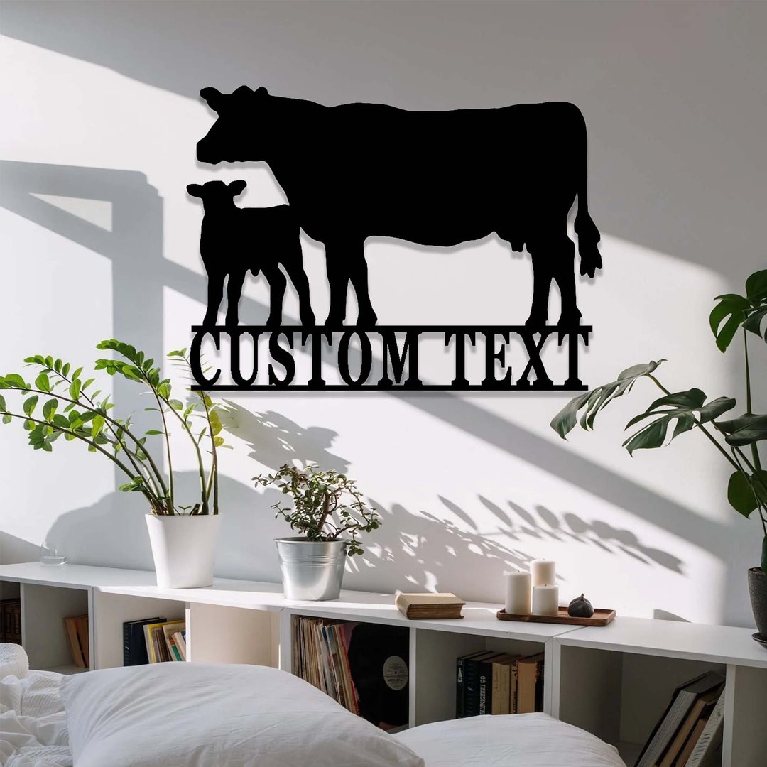 Custom Metal Cow Cattle Sign,cow Metal Wall Art,outdoor Cow Farm Sign ...