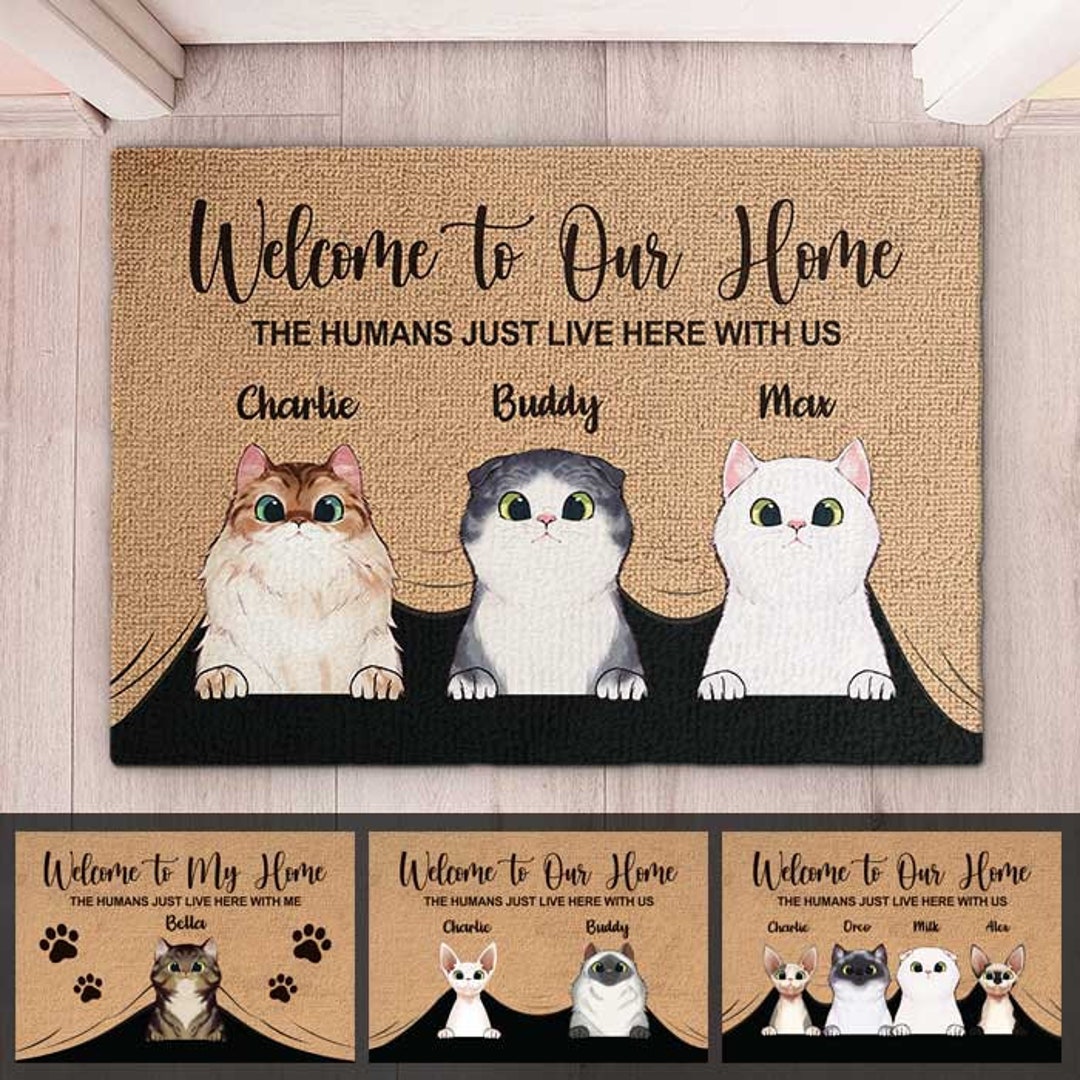Funny Cat Doormat, Welcome to My Home, Cat Lover Gift, Custom Cat Mat ...