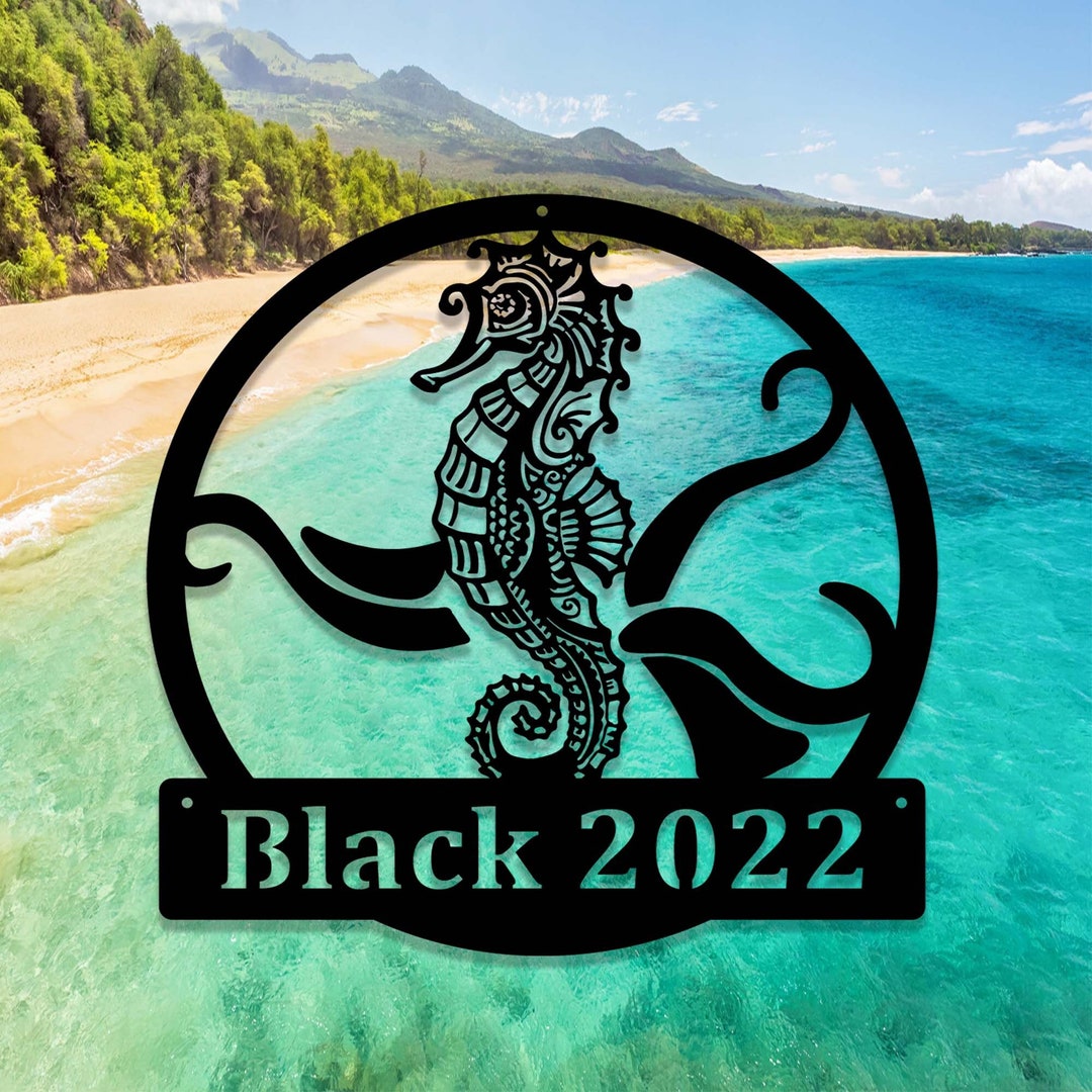 Personalized Sea Horse Sign,seahorse Metal Wall Art,custom Sea Horse ...