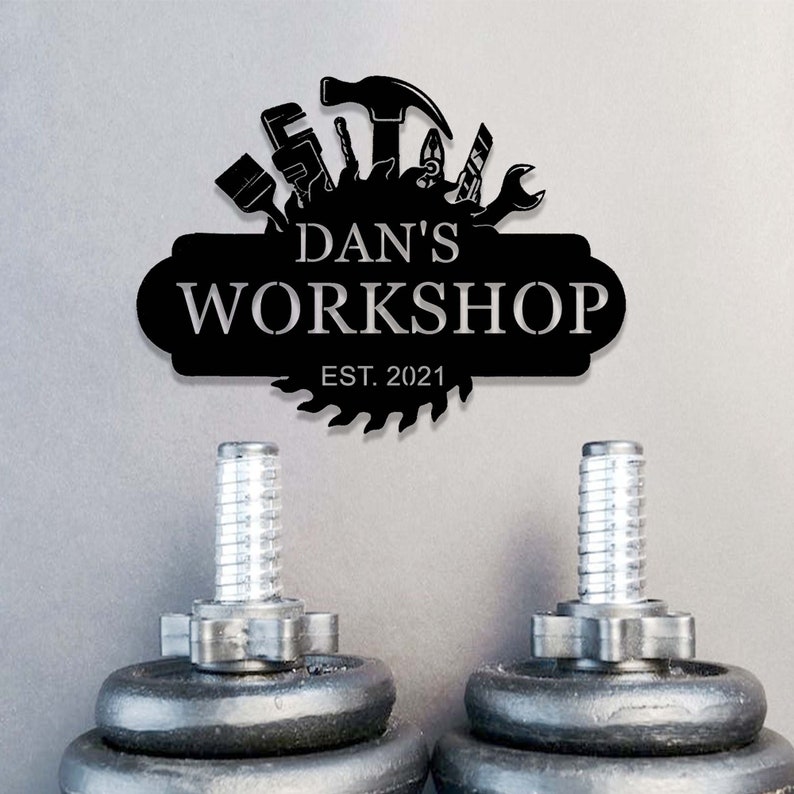 Custom Workshop Sign,papas Work Shop Metal Sign,personalized Builder ...