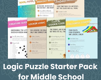 Printable Logic Puzzle Bundle (8) – Middle School Starters + Bonus ...