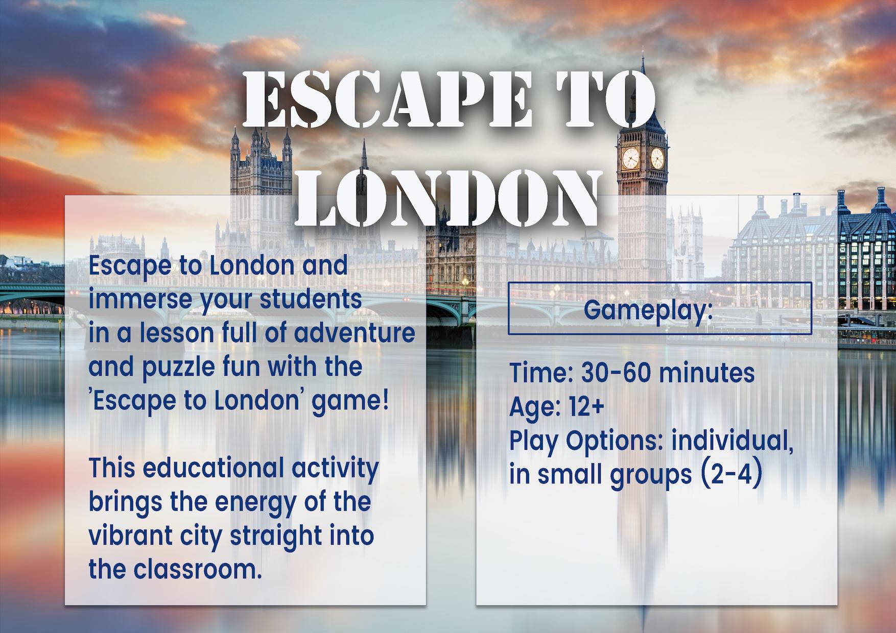 Escape to London – Printable English Escape Room | ESL Game | No Prep ...