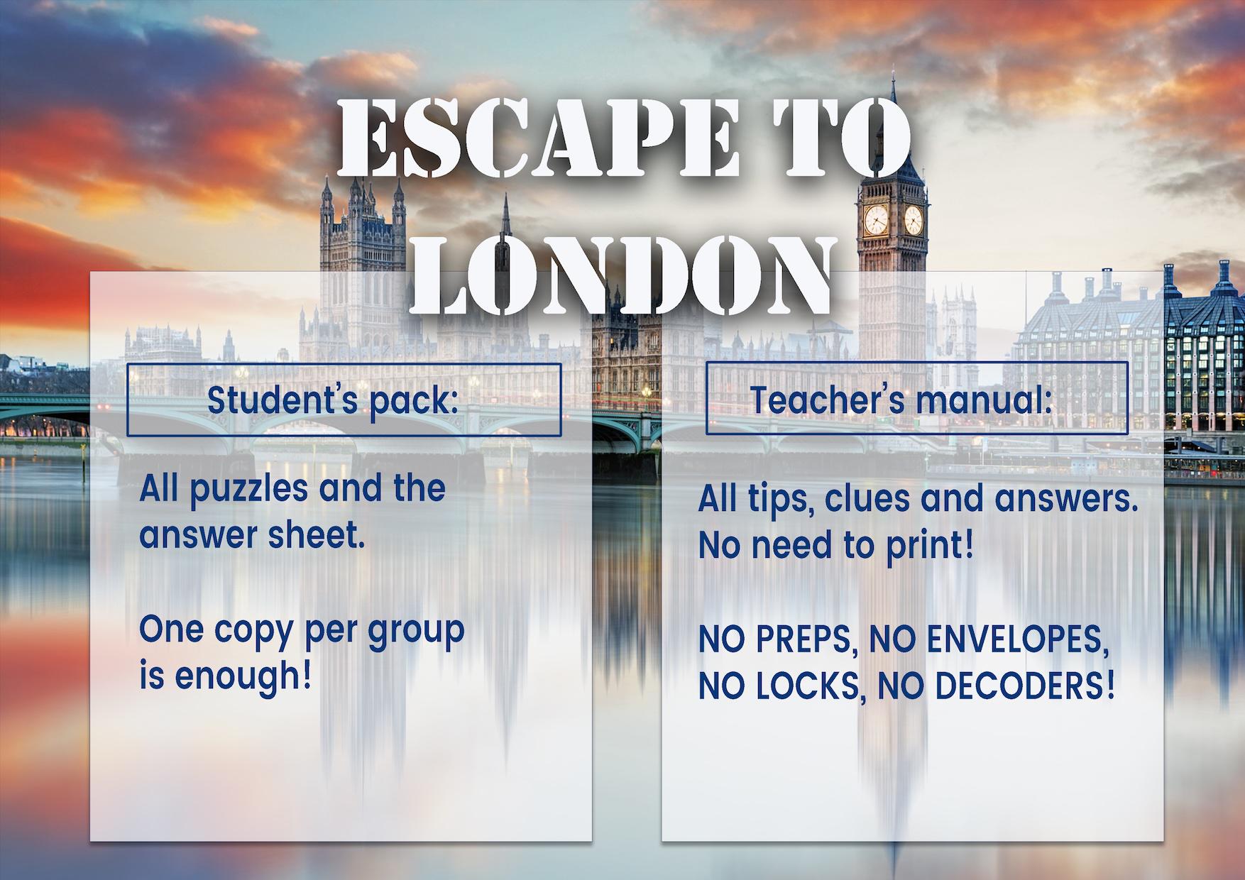 Escape to London – Printable English Escape Room | ESL Game | No Prep ...