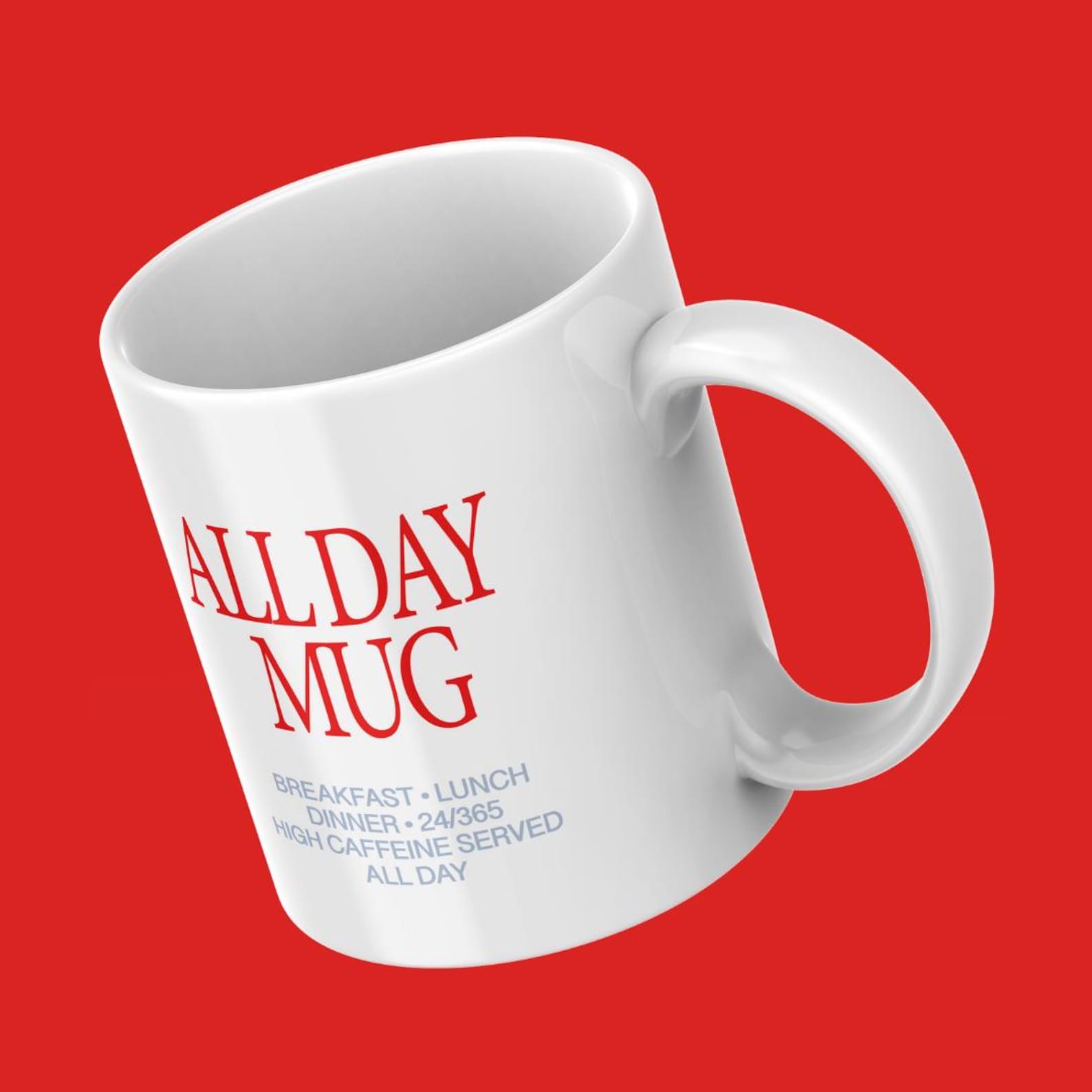 All Day Mug, White, Large, Durable Office Mug With Text - Etsy