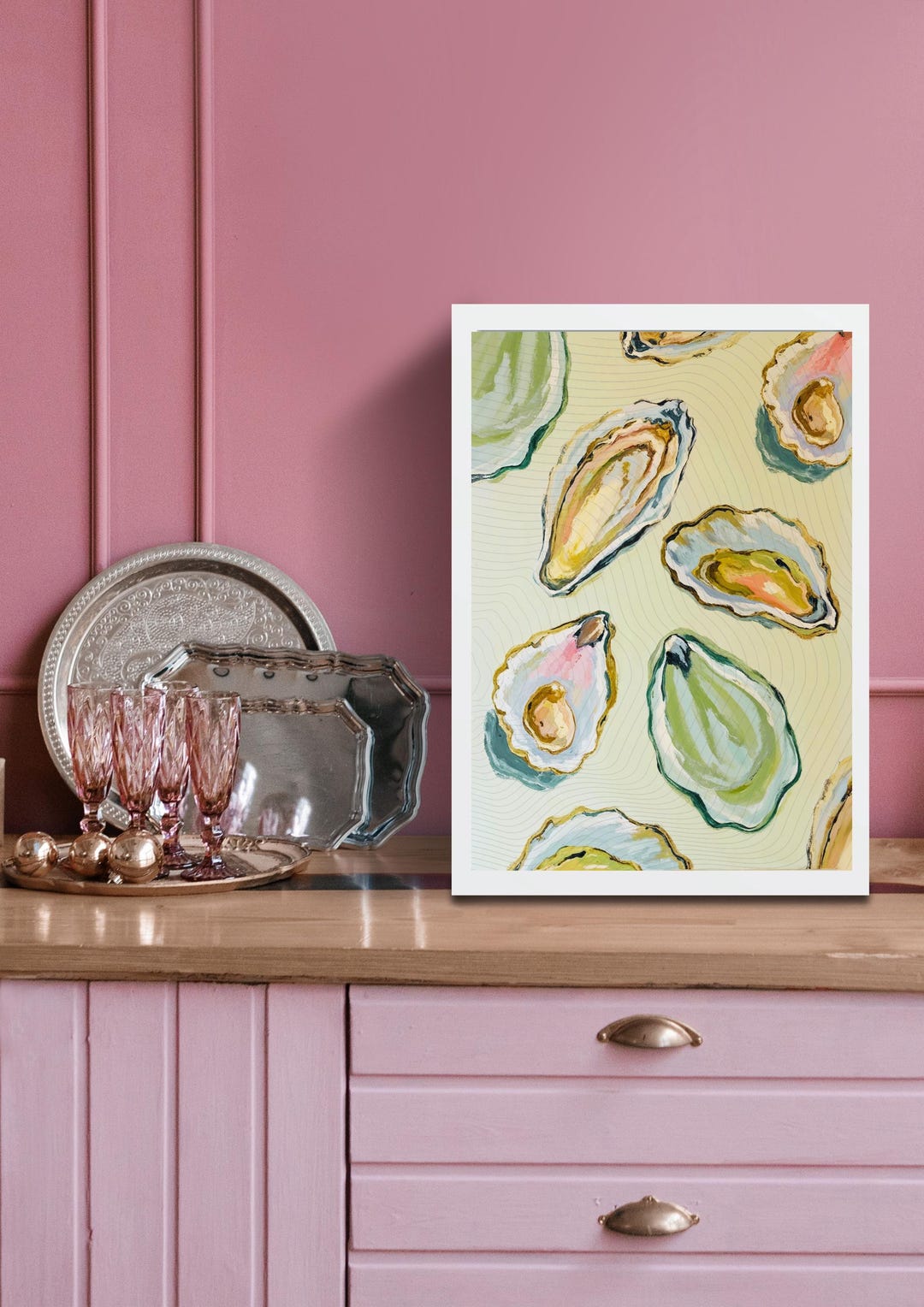 Radiant Oyster Shell Wall Art Colorful Pastel Abstract Coastal Beach ...