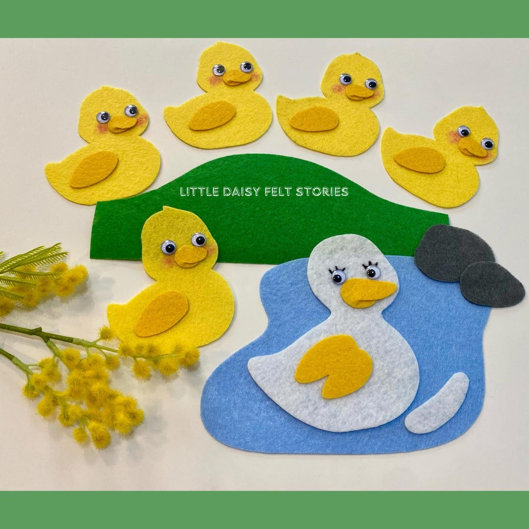 5 Little Ducks Felt Story Set, Nursery Rhyme Storytime Felt Pieces ...
