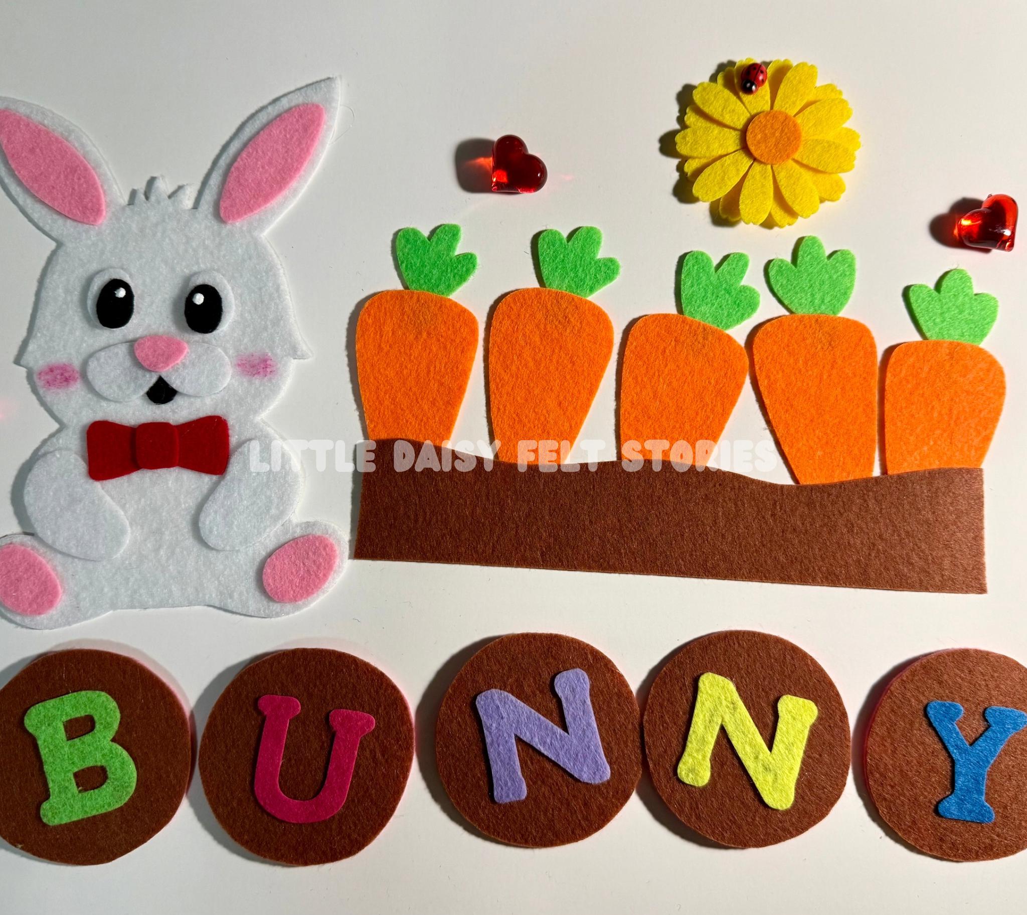 Bunny Flannel Felt Board Story, Bunny Bingo & Five Little Carrots ...