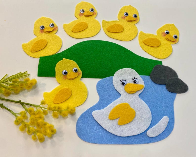 5 Little Ducks Felt Story Set, Nursery Rhyme Storytime Felt Pieces ...