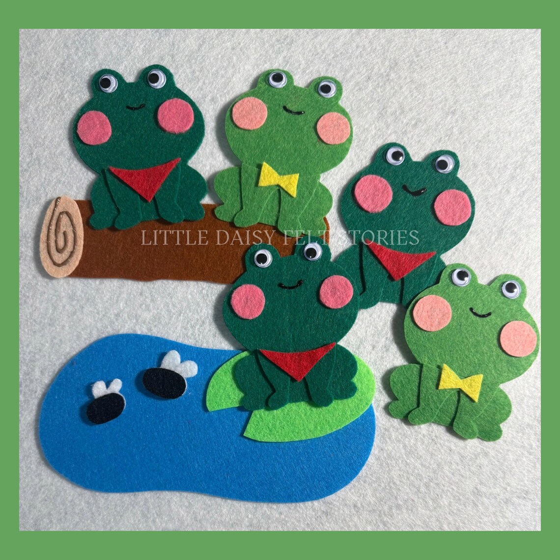 Five Little Frogs Felt Story, Handmade Flannel Board Story, Preschool ...