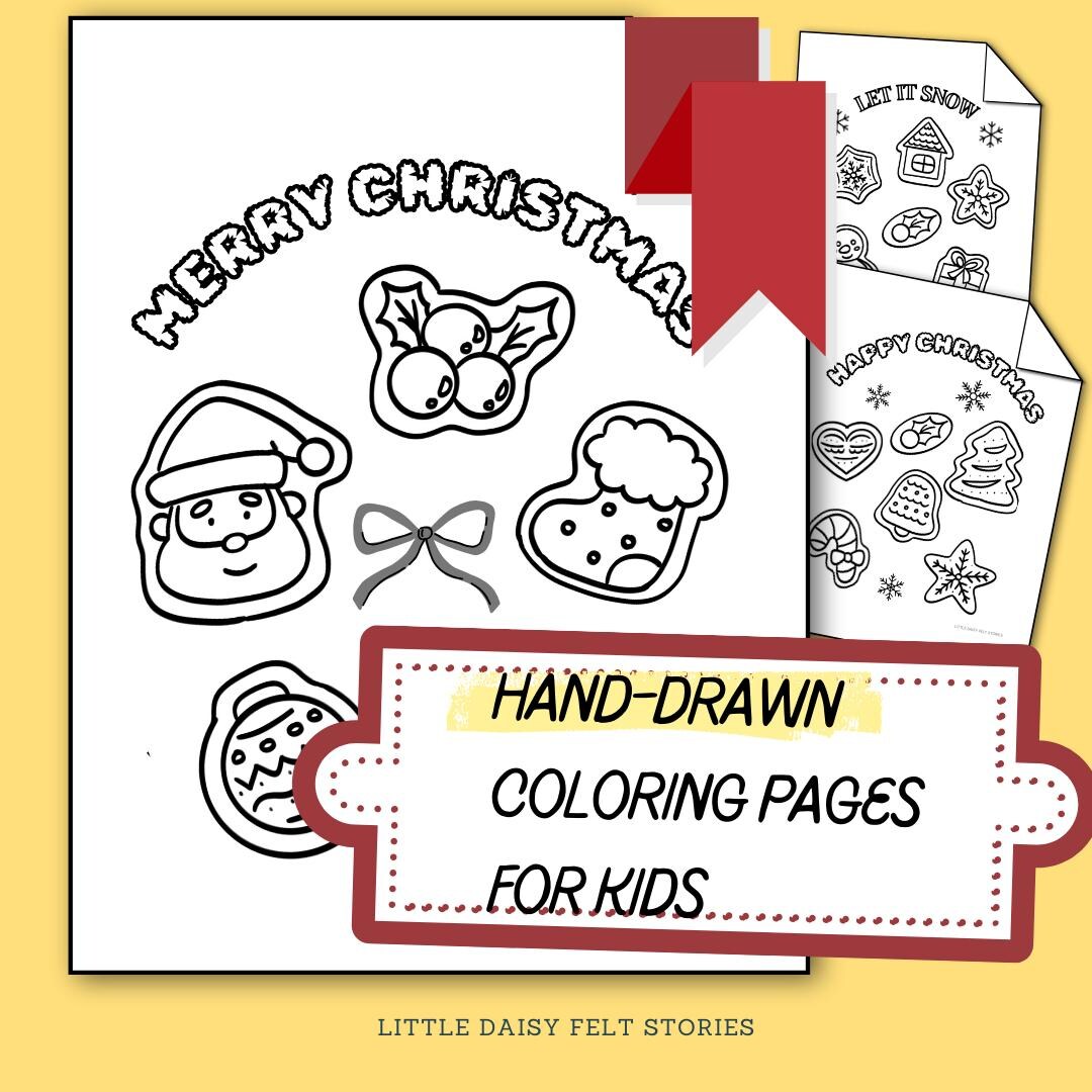 Christmas Coloring Pages for Kids, Hand-drawn Coloring,gingerbread ...
