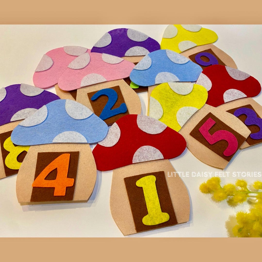 Montessori-inspired Mushroom Counting Felt Set for Preschool Numeracy ...