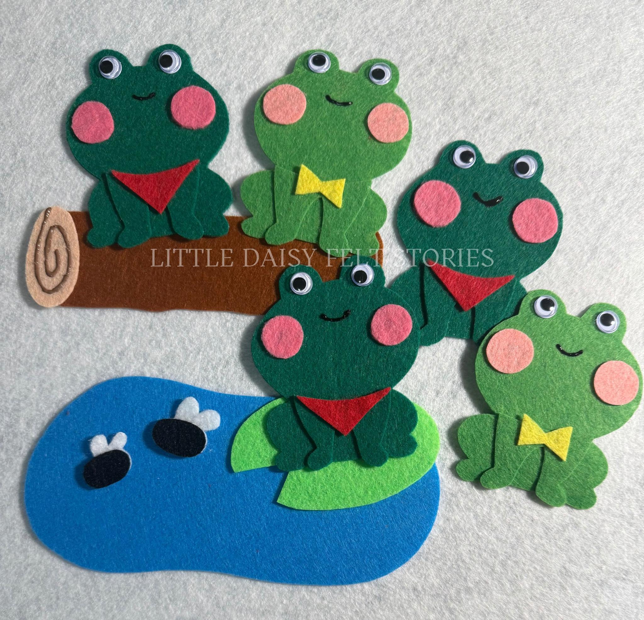 Five Little Frogs Felt Story, Handmade Flannel Board Story, Preschool ...