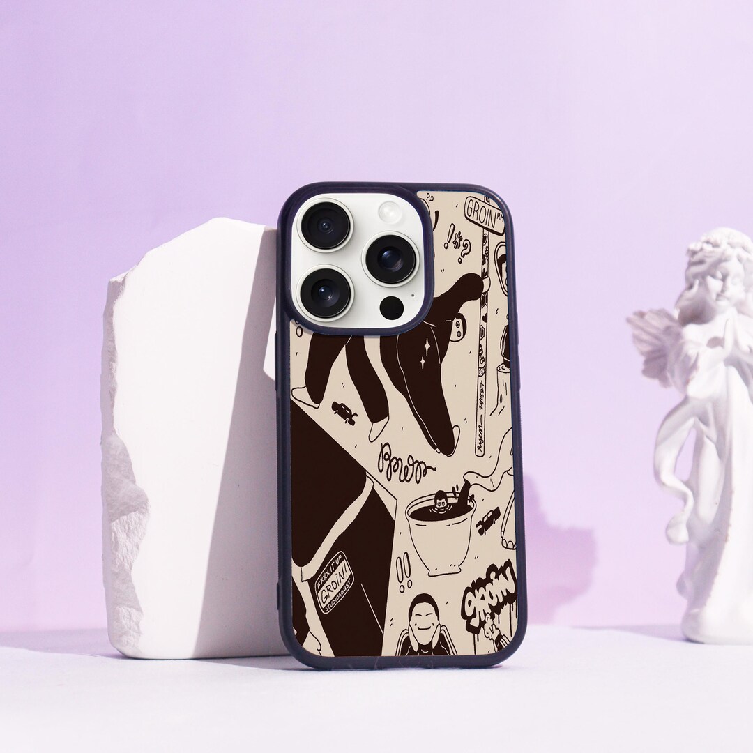 Playful Black Doodles Aesthetic Personalized iPhone Case for iPhone 16 ...