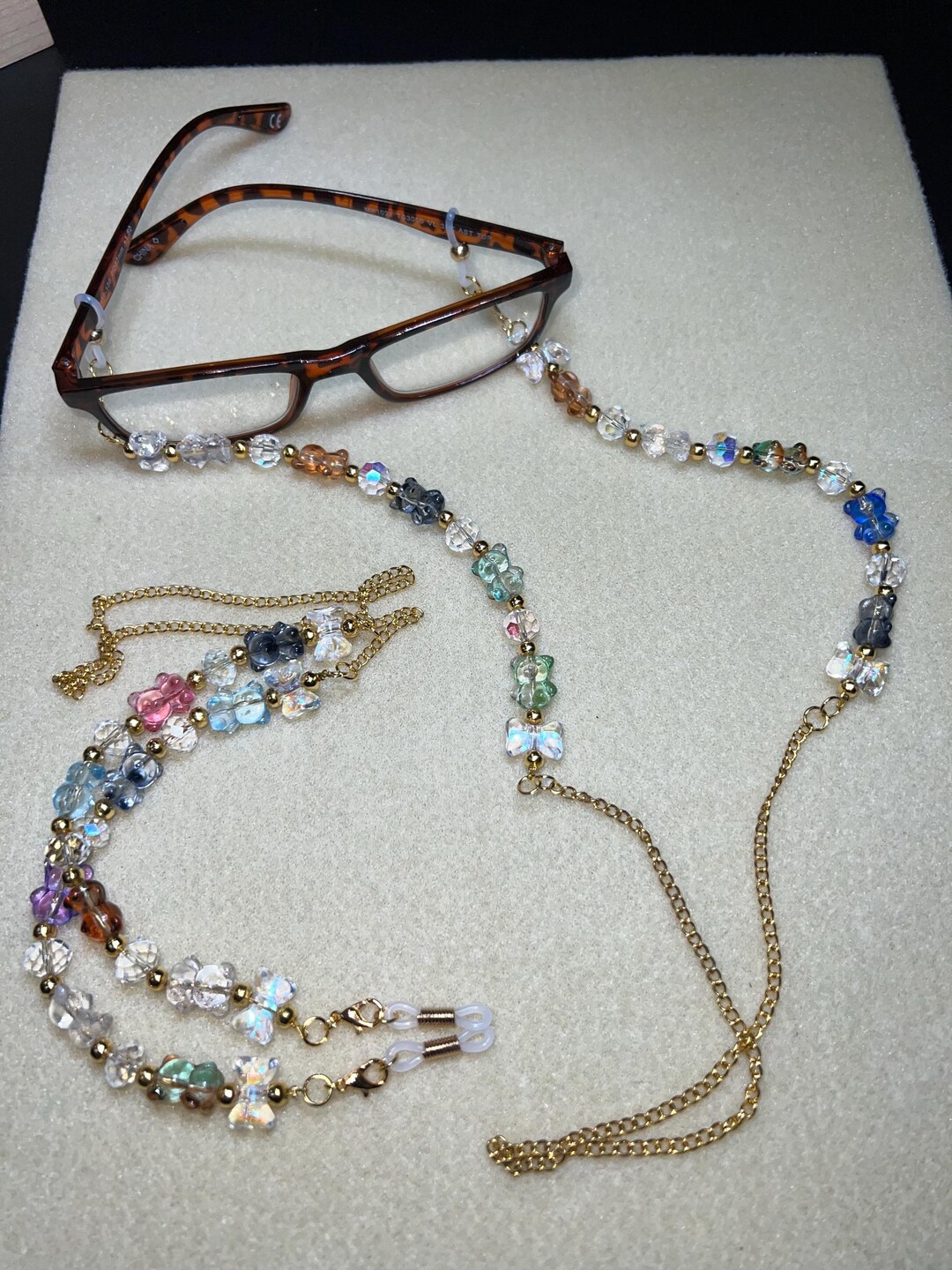Beaded Eyeglass Chain - Bears and Bows in Gold - Etsy