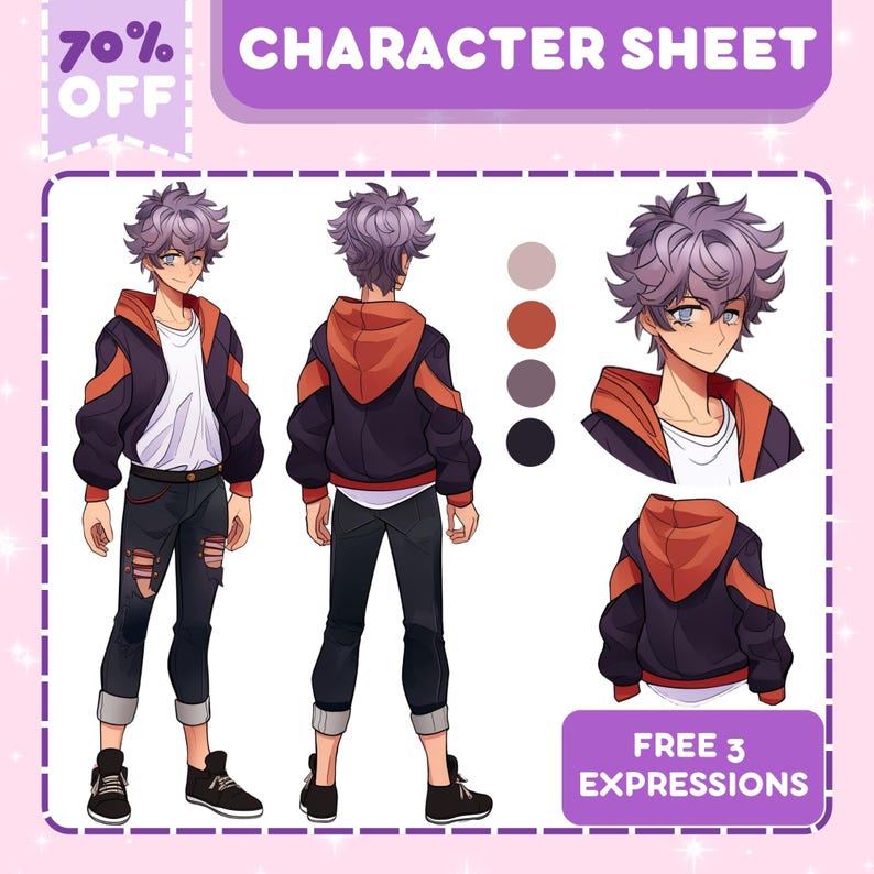 Custom Character Sheet Commission | Character Sheet, Character Reference Sheet, Vtuber Character ...