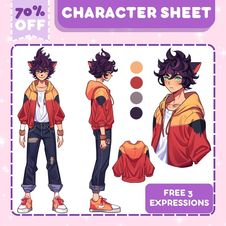 Custom Character Sheet Commission | Character Sheet, Character Reference Sheet, Vtuber Character ...