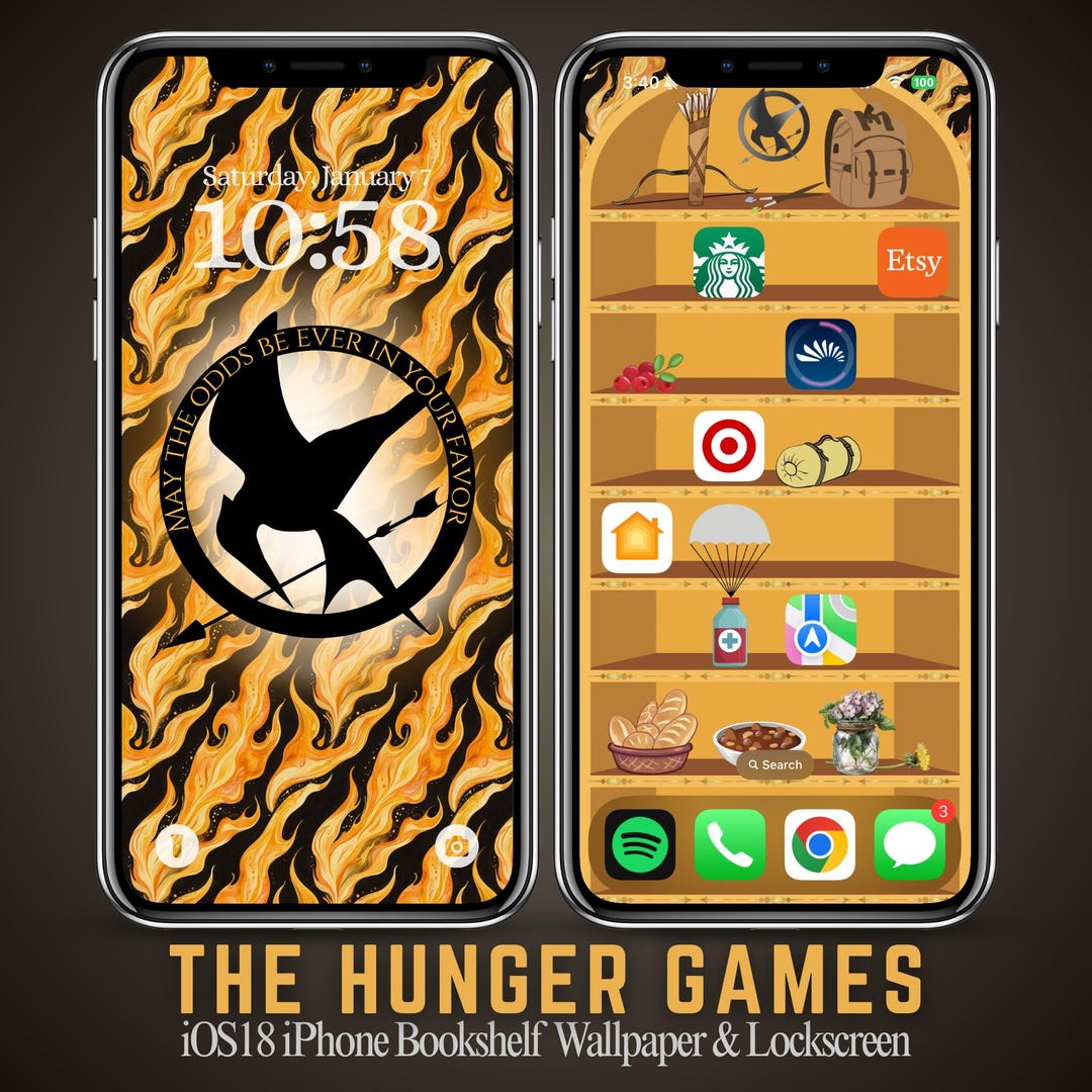 Hunger Games iPhone Bookshelf Backgrounds and Matching Lockscreen - Etsy