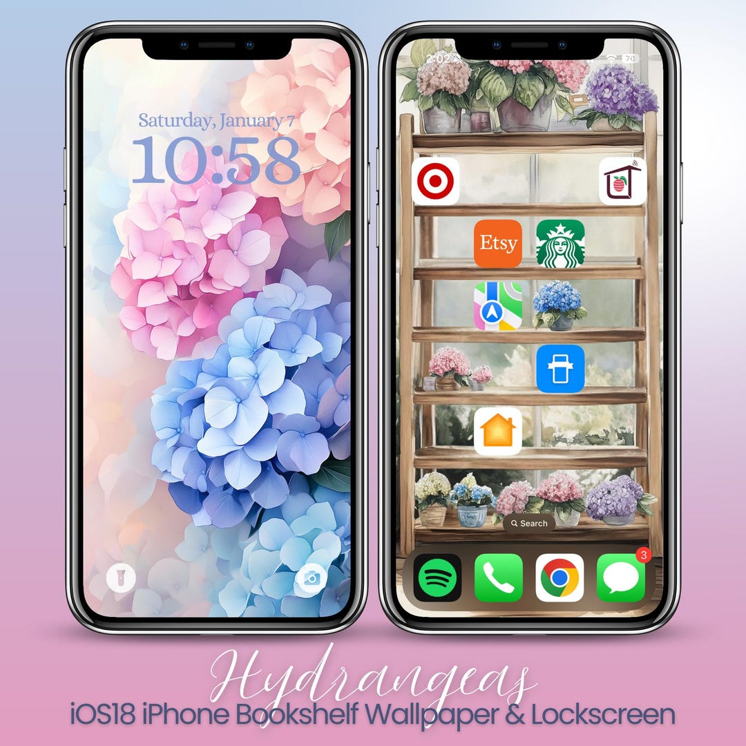Hydrangea Plant Shelf Background & Matching Lockscreen - Etsy