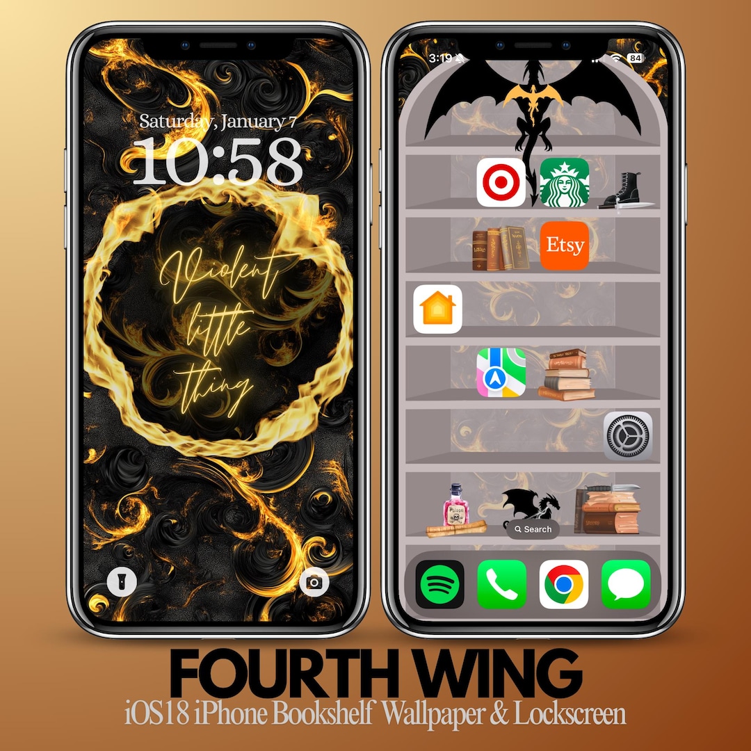 Fourth Wing iPhone Bookshelf Backgrounds and Matching Book Quote ...