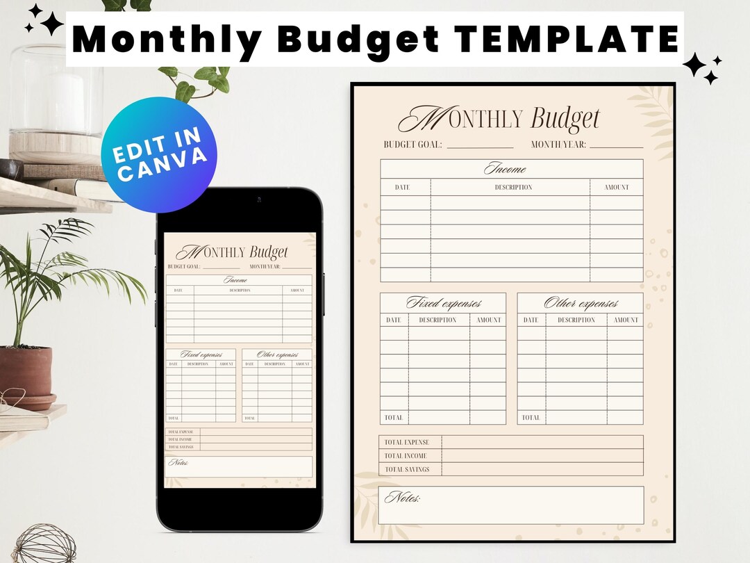 Editable Monthly Budget Planner | Digital Finance Tracker, Canva ...