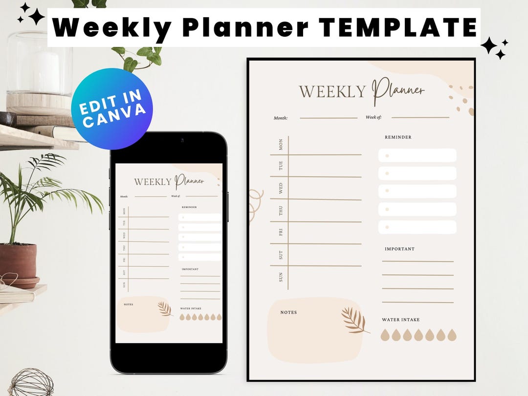 Editable Weekly Planner Template | Canva Planner Design, A4 Weekly ...