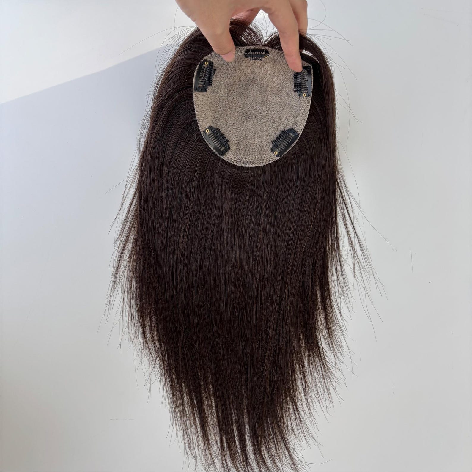 4.7*5“ Human Hair Topper With 5 Clips in Perimeter Full Silk Based Free ...