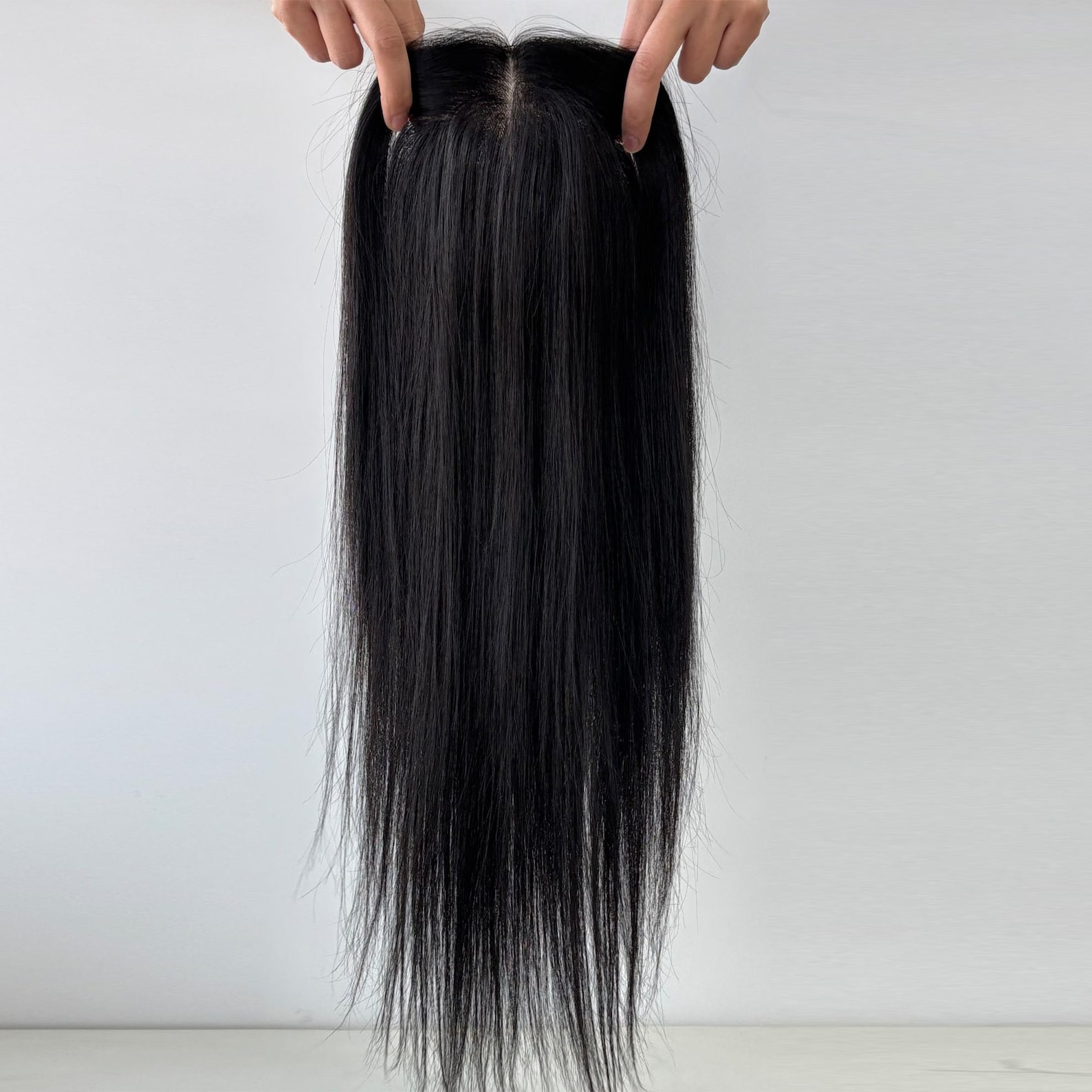 4.7*5“ Human Hair Topper With 5 Clips in Perimeter Full Silk Based Free ...