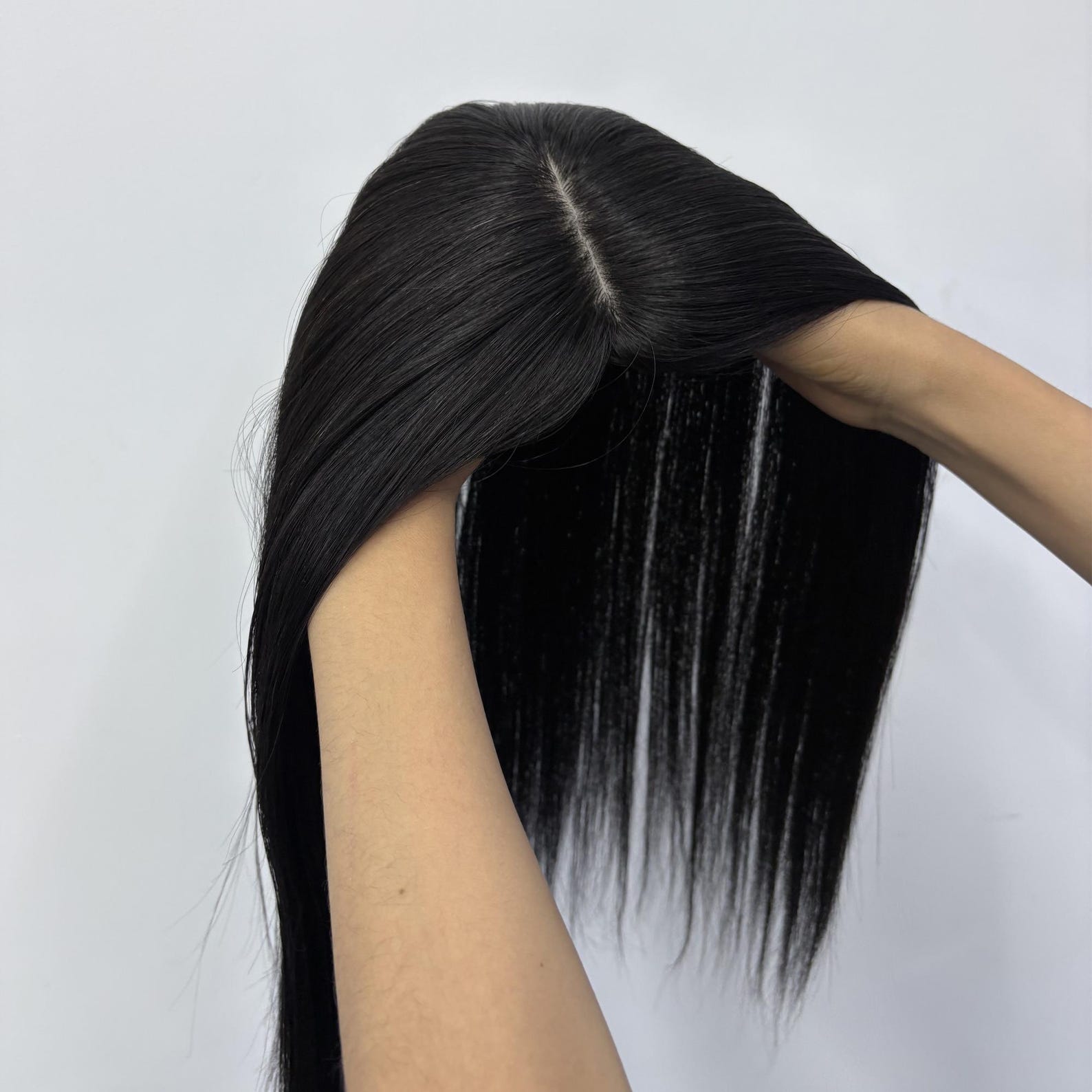 4.7*5“ Human Hair Topper With 5 Clips in Perimeter Full Silk Based Free ...