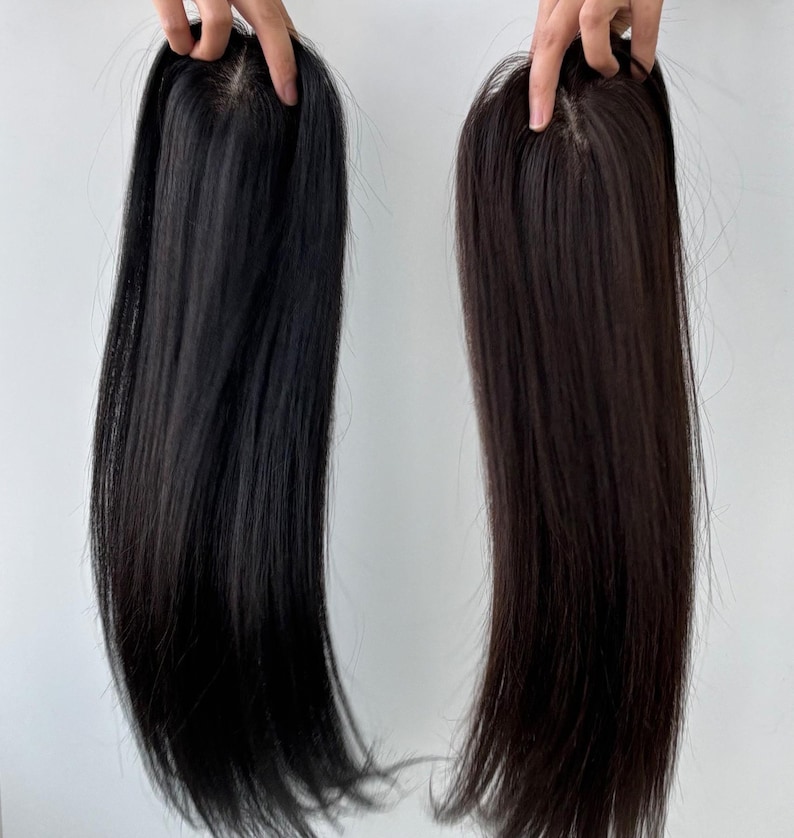 4.7*5“ Human Hair Topper With 5 Clips in Perimeter Full Silk Based Free ...