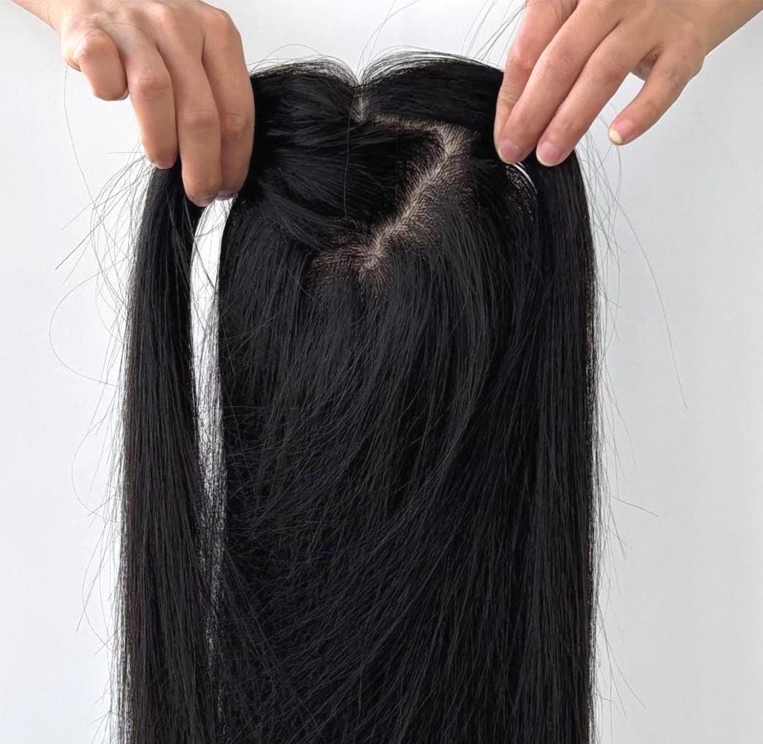 4.7*5“ Human Hair Topper With 5 Clips in Perimeter Full Silk Based Free ...