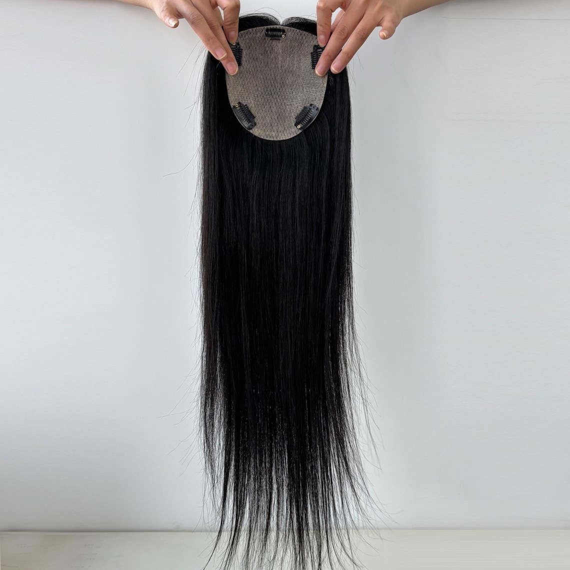 4.7*5“ Human Hair Topper With 5 Clips in Perimeter Full Silk Based Free ...