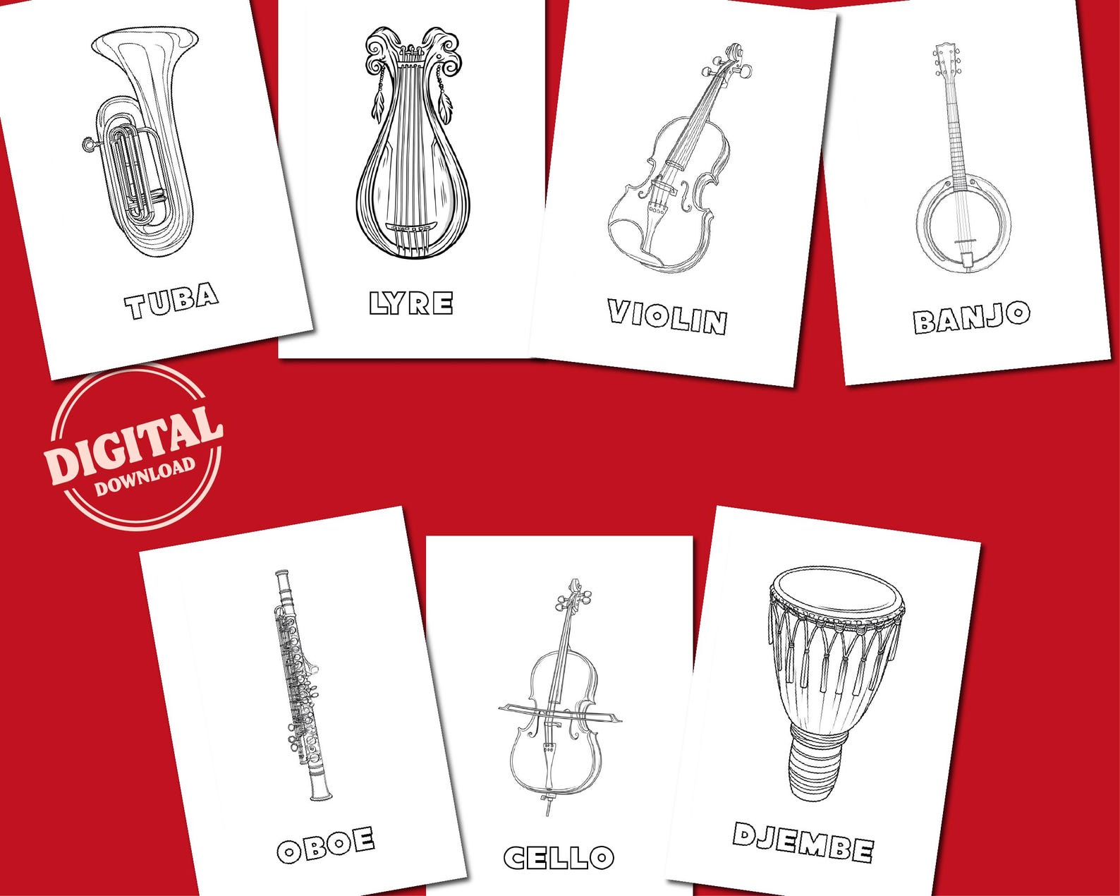 Instruments Coloring Sheet 15 Cozy Cute Instrument Illustrations ...