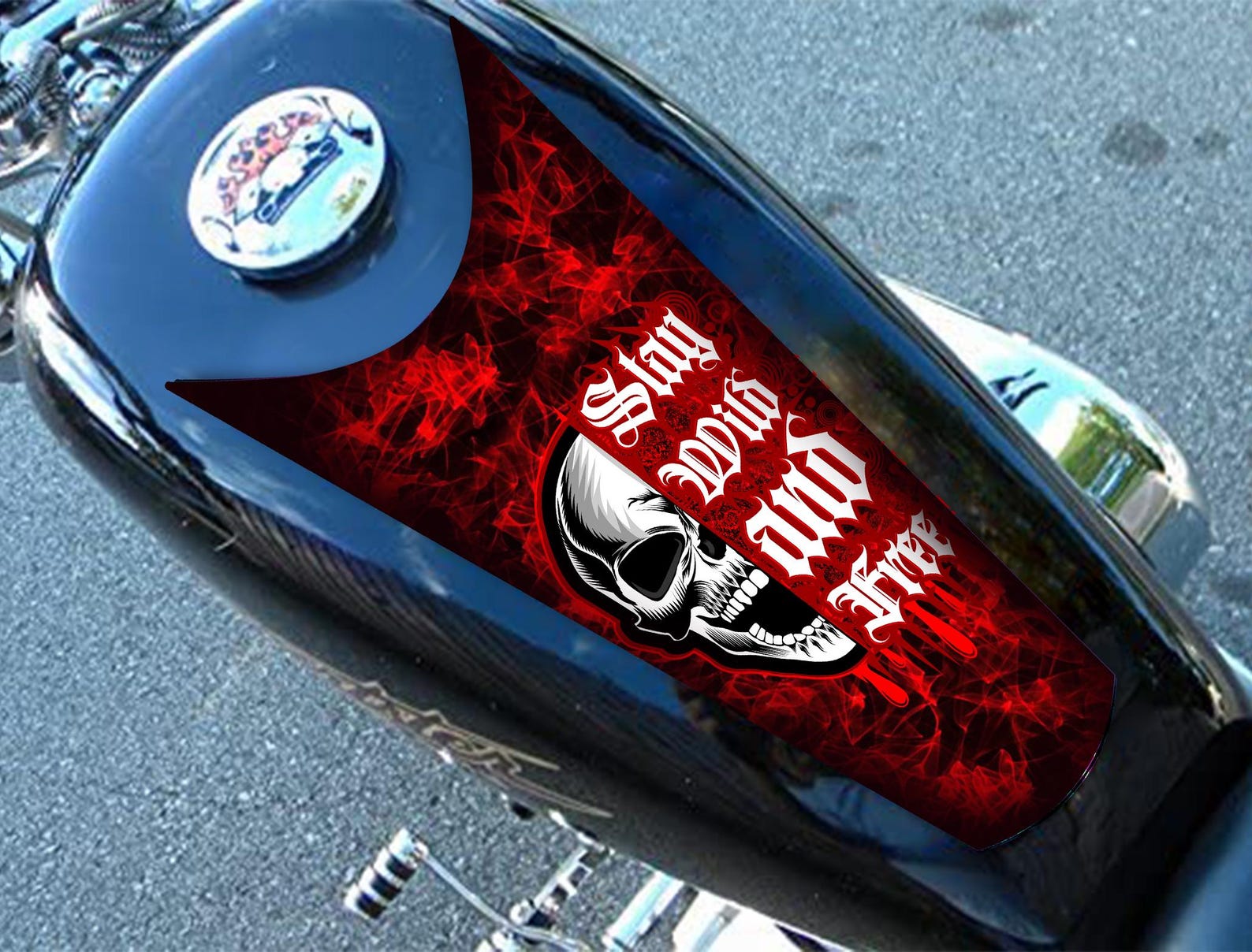 Motorcycle Tank Decal / Sticker 3pcs / Moto Gas Tank Stickers / Skull ...