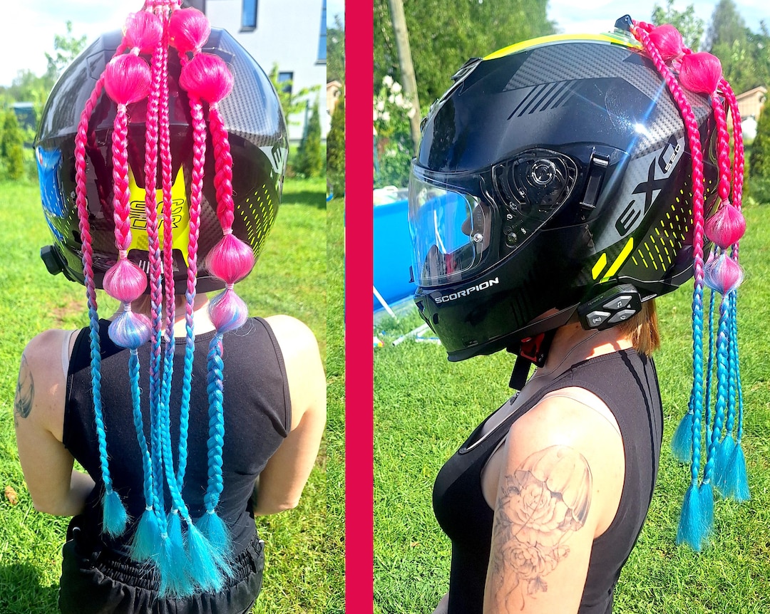 Biker Braids / Motorcycle Helmet Braids / Lady Rider / Handmade / Hair ...