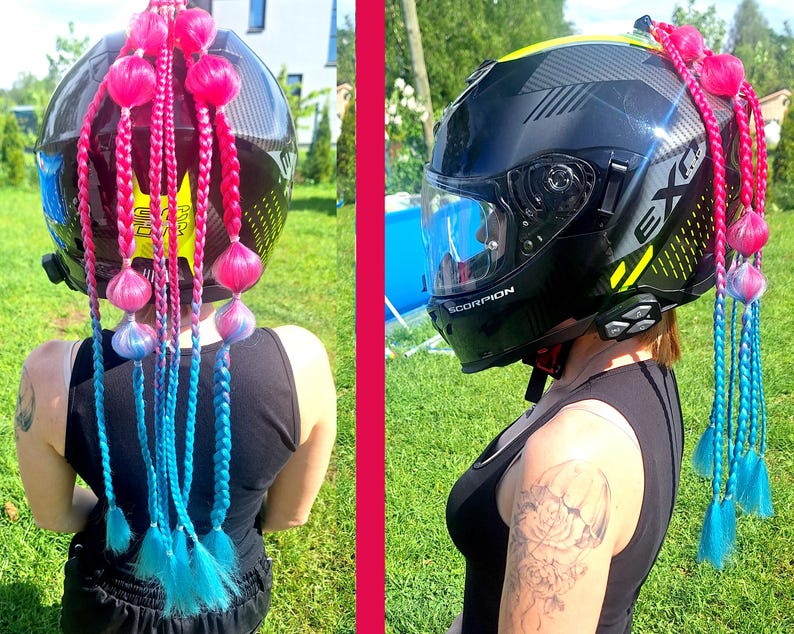 Biker Braids / Motorcycle Helmet Braids / Lady Rider / Handmade / Hair ...