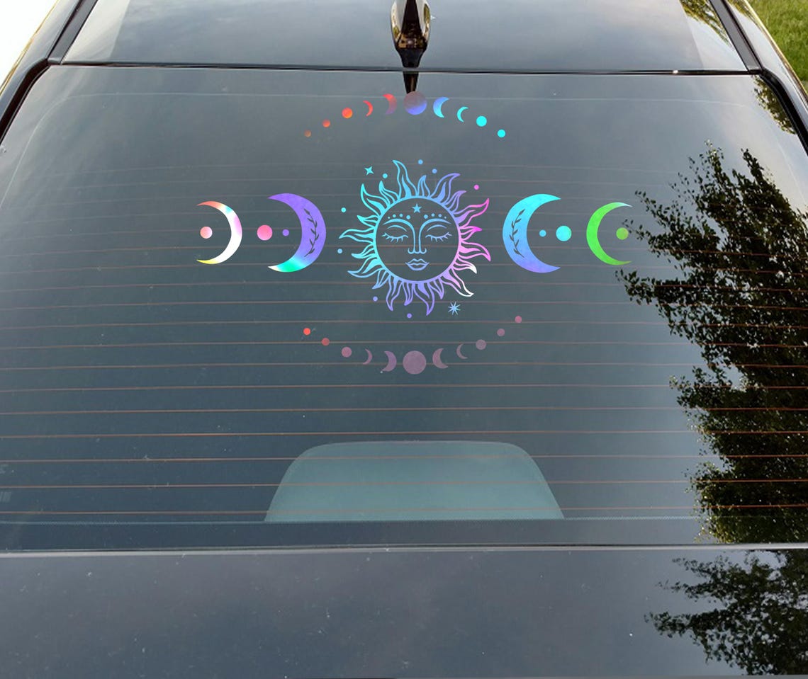 Holographic Car Window Sticker / Decal / Waterproof Vinyl Decor / Boho / Sun / Moon - Etsy