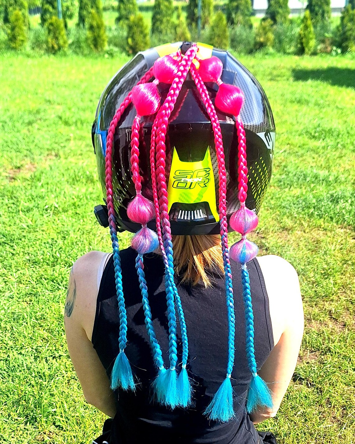 Biker Braids / Motorcycle Helmet Braids / Lady Rider / Handmade / Hair ...