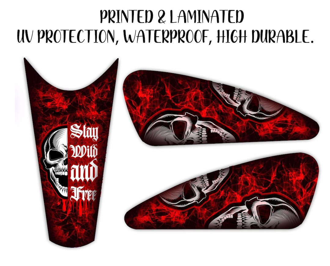 Motorcycle Tank Decal / Sticker 3pcs / Moto Gas Tank Stickers / Skull ...