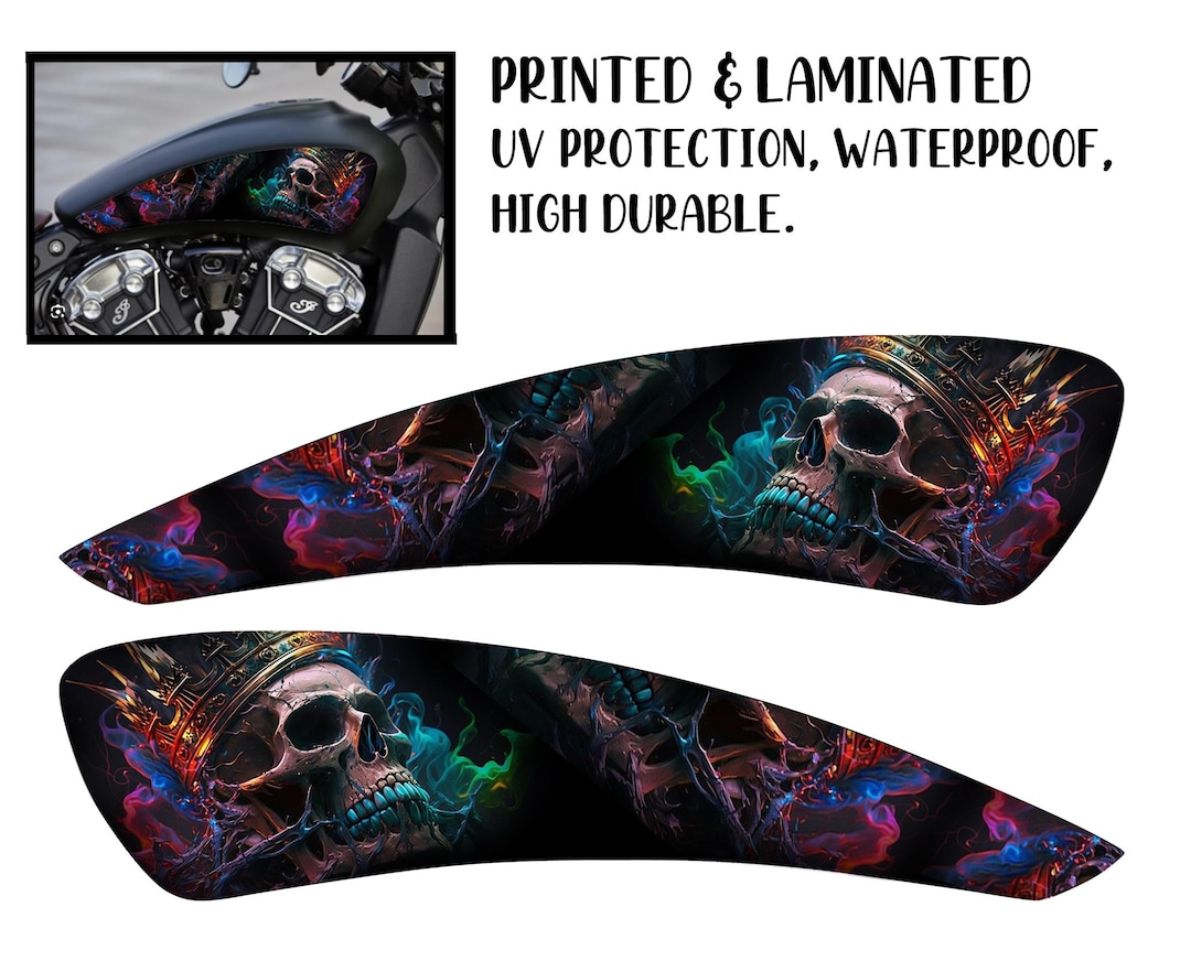 Motorcycle Tank Decal / Sticker 2pcs / Moto Gas Tank Stickers / Skull ...
