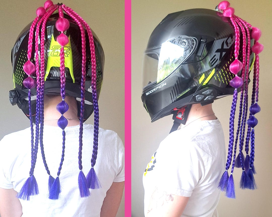 Motorcycle Helmet Bubble Braids / Lady Rider / Biker Braids / Handmade ...