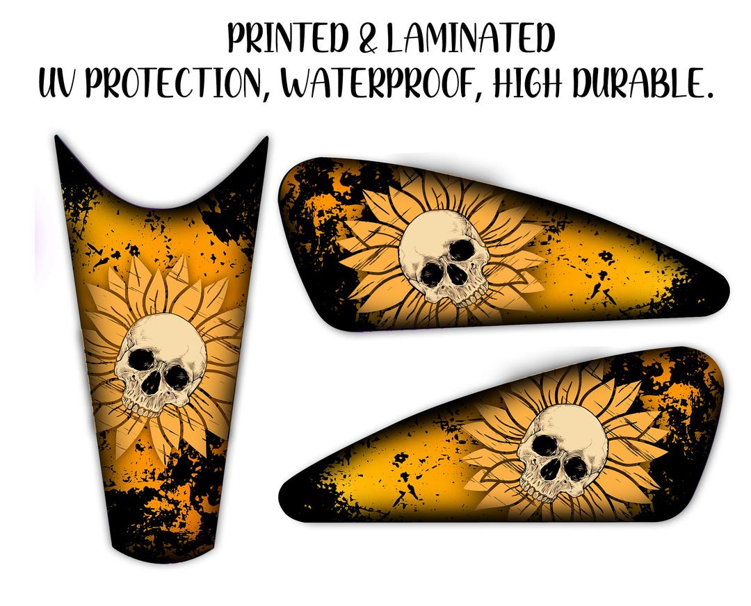 Motorcycle Tank Decal / Sticker 3pcs / Moto Gas Tank Stickers / Skull ...